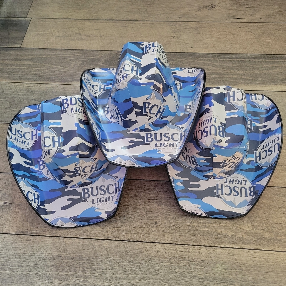 3 Busch Light Logo Cardboard Beer Box Cowboy Hats One… - Gem